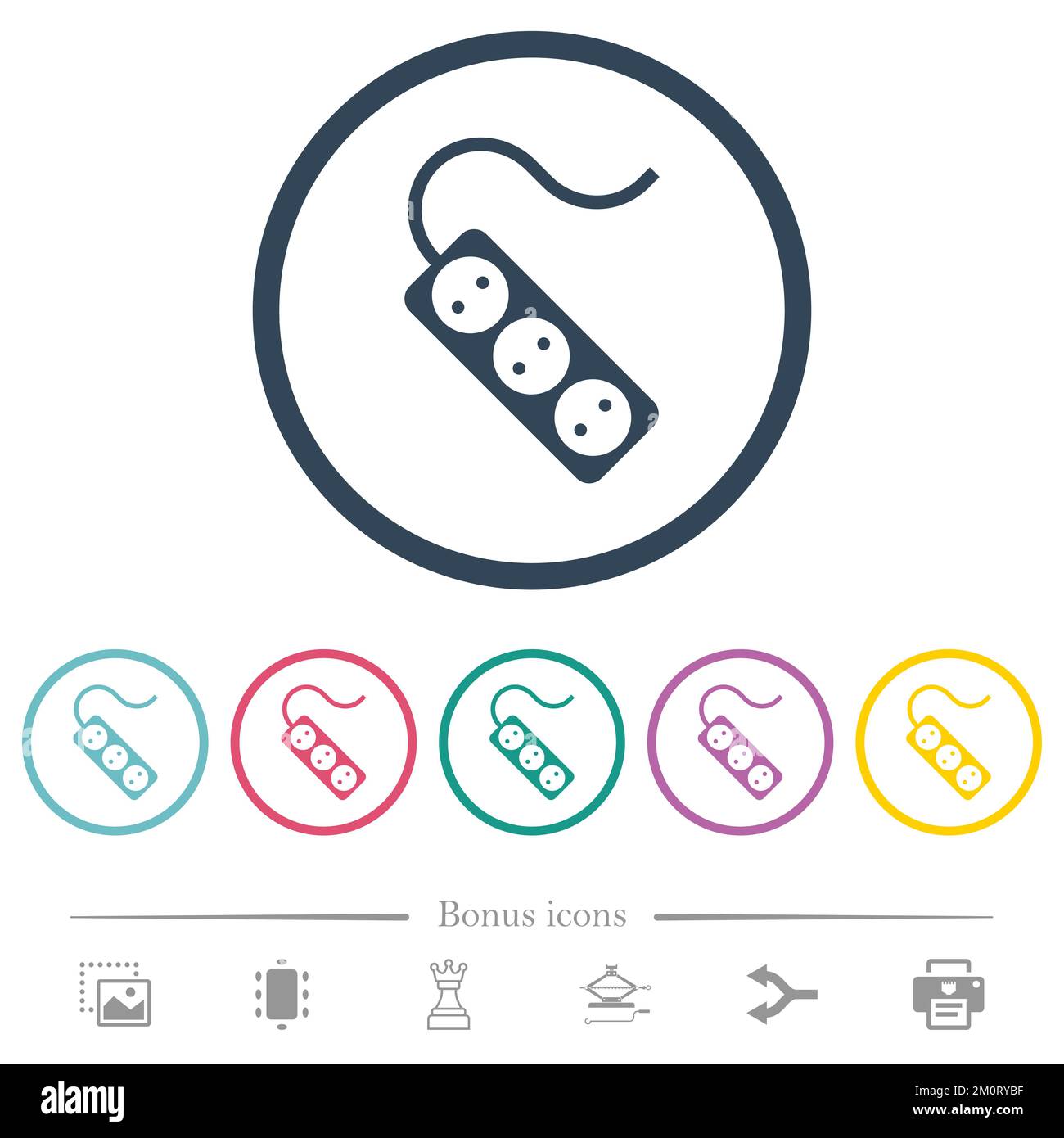 Portable electrical outlet with three sockets and cord solid flat color ...