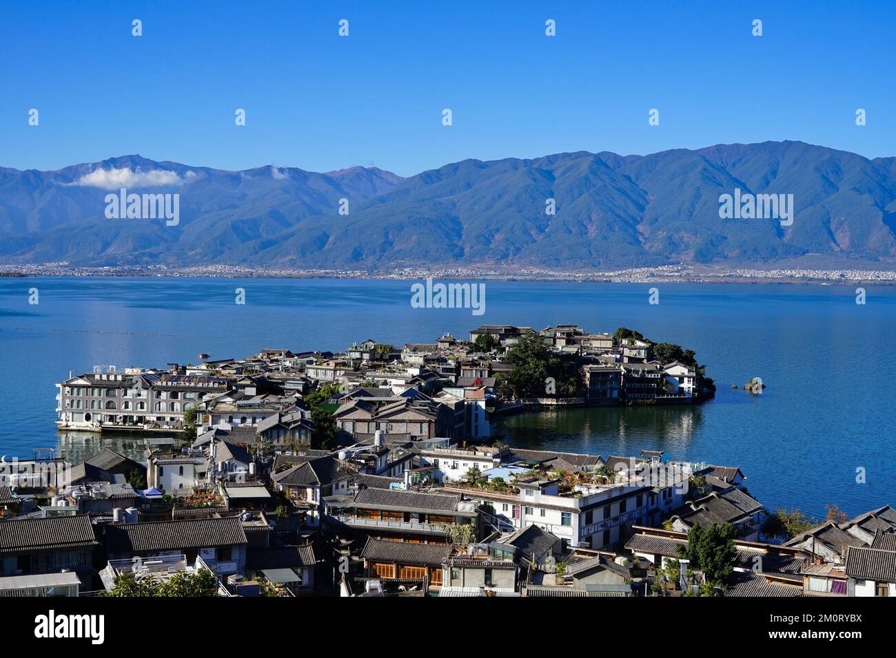 Aerial photo shows the beautiful scenery of Shuanglang Town, Dali City ...