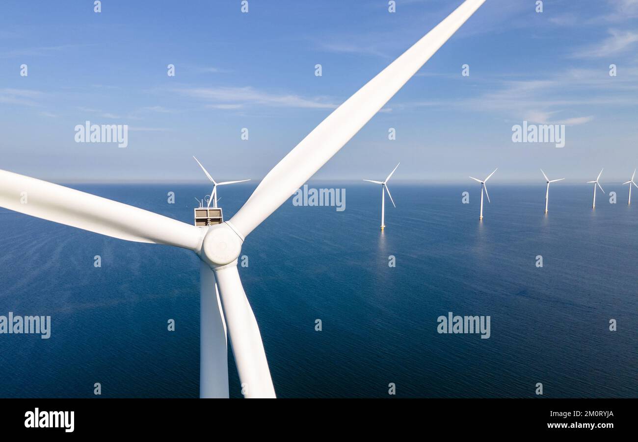Windmill park with windmills turbines at sea Stock Photo - Alamy