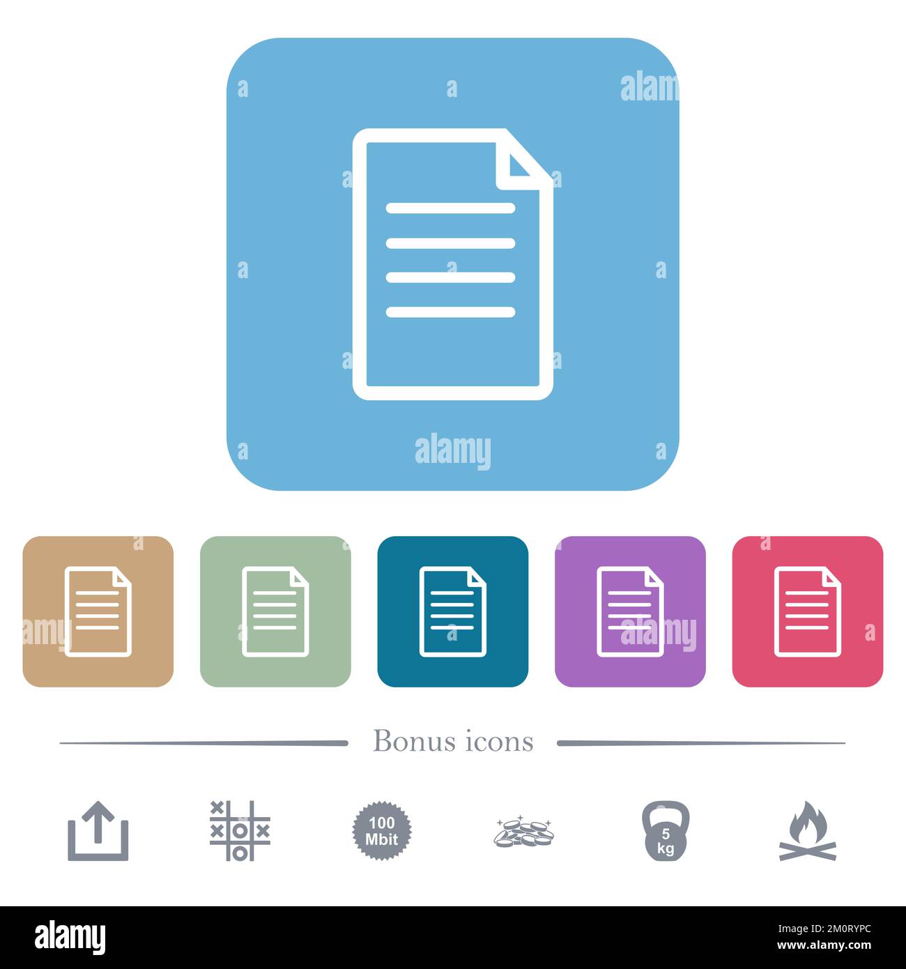 Single Document white flat icons on color rounded square backgrounds. 6 ...