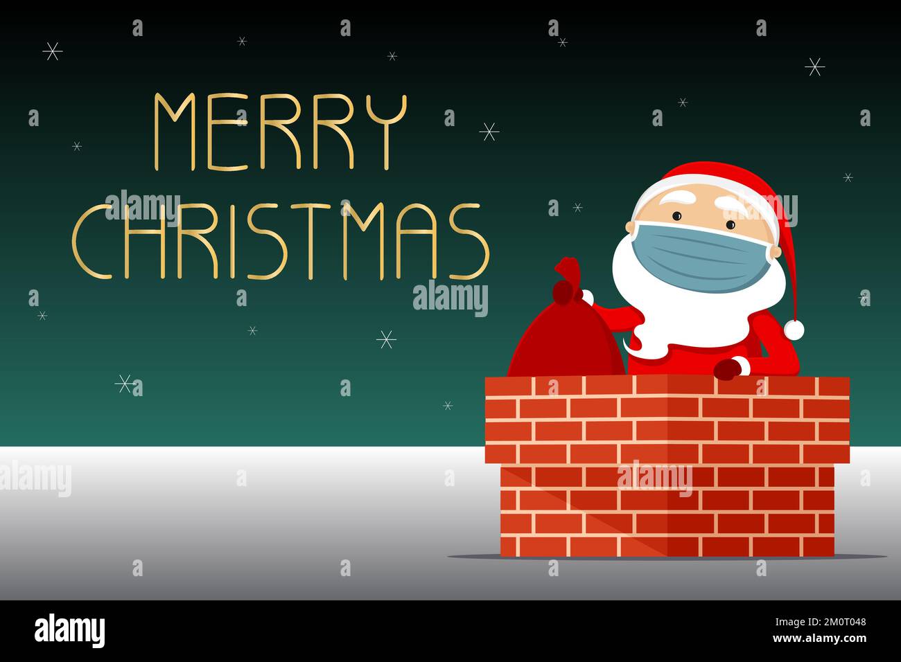 Merry Christmas card. Santa in mask. Vector illustration Stock Vector ...