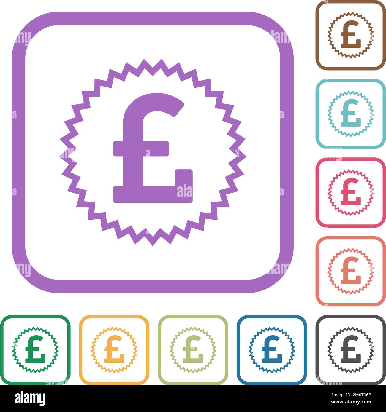 English Pound sticker alternate simple icons in color rounded square ...