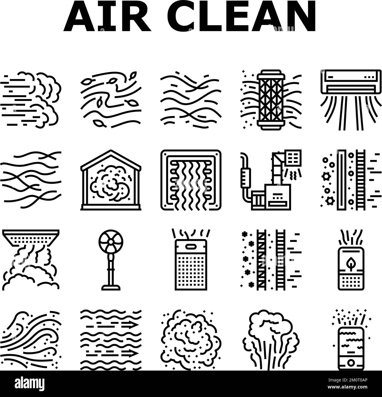 air clean fresh wind flow filter icons set vector Stock Vector Image ...