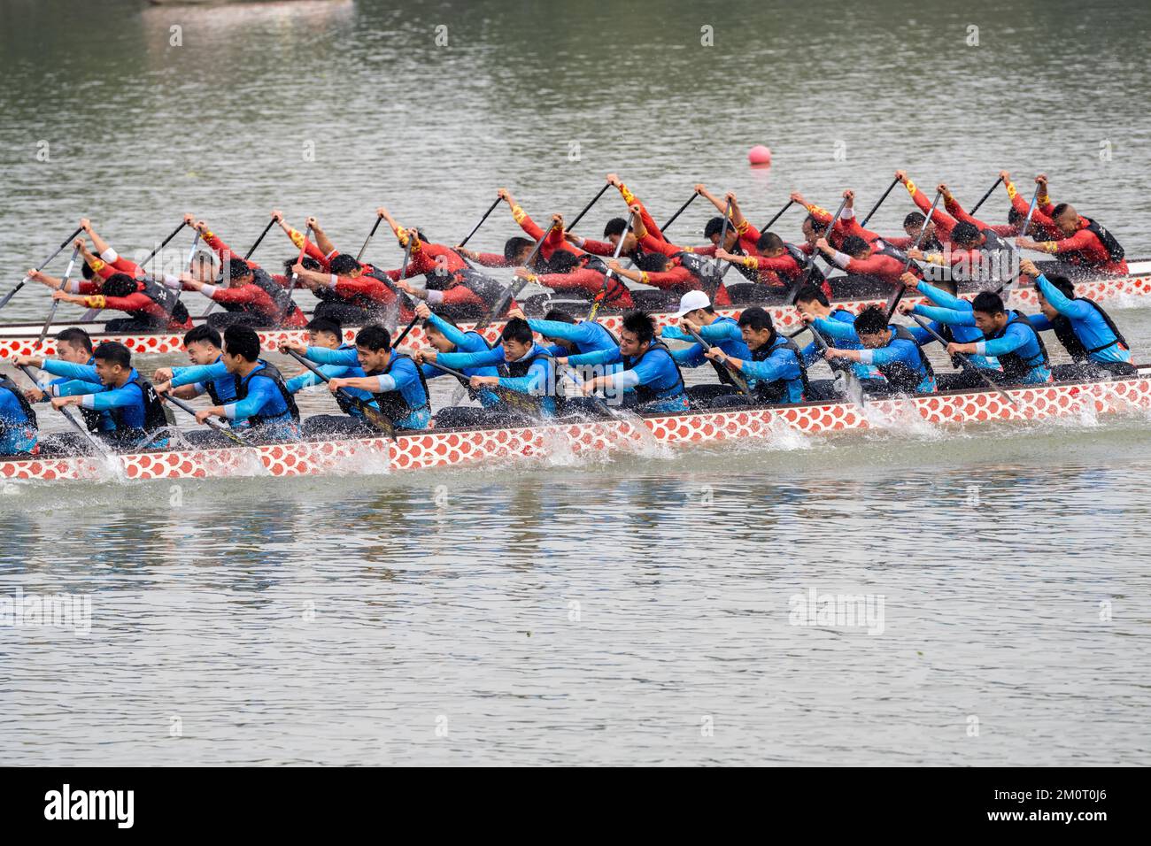 The Dragon Boat Race kicks off on Wu River in Jinhua City, east China's ...