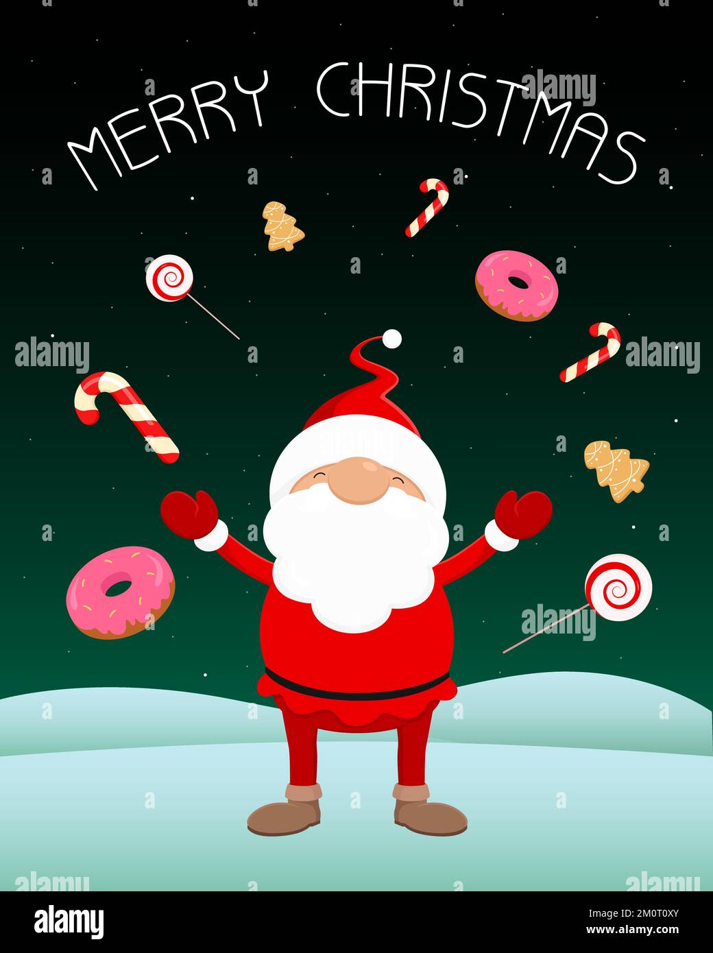 Christmas card. Santa holding sweets. Vector illustration Stock Vector ...