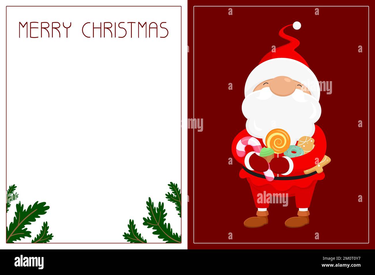 Christmas card with copy space. Santa with sweets. Vector illustration ...