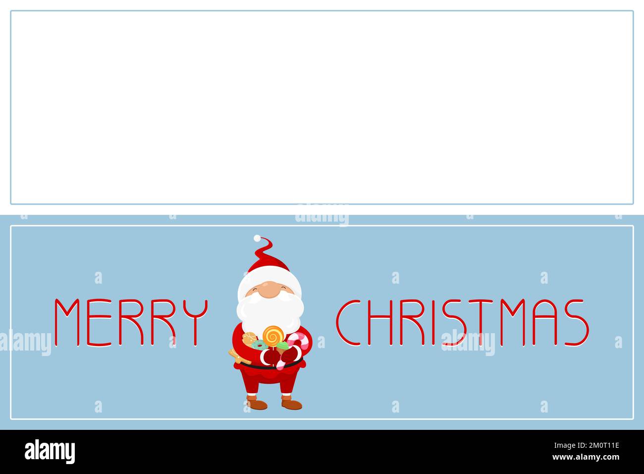 Christmas greeting card with copy space. Santa with sweets. Vector ...