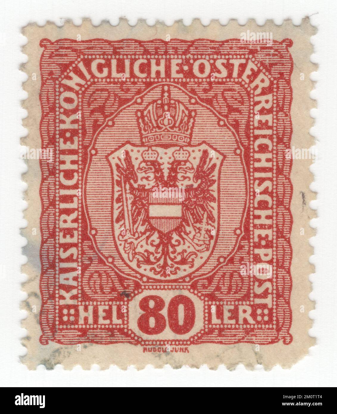 AUSTRIA - 1916: Original canceled Austrian 80 heller postage stamp in ...