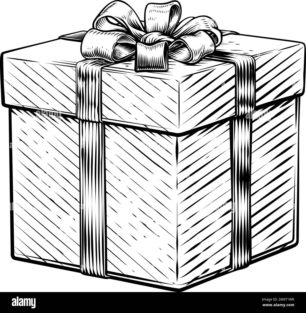 Christmas Gift Birthday Vintage Present Box Bow Stock Vector Image ...