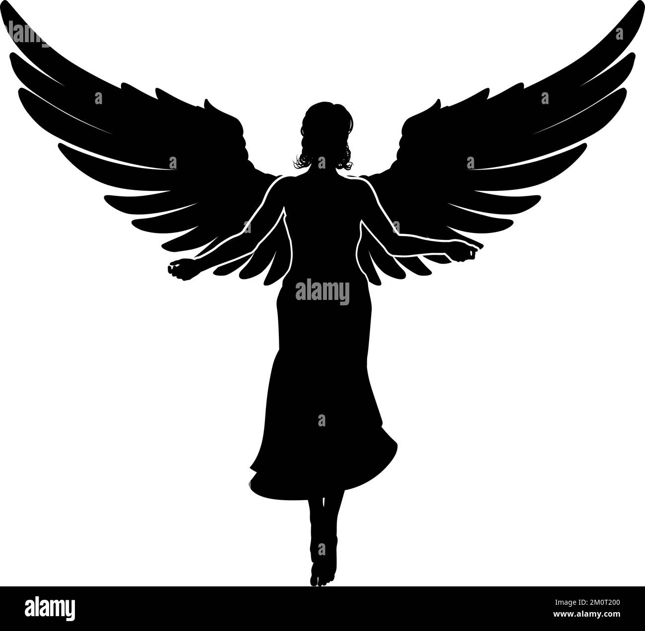 Angel Woman With Wings Silhouette Stock Vector Image & Art - Alamy