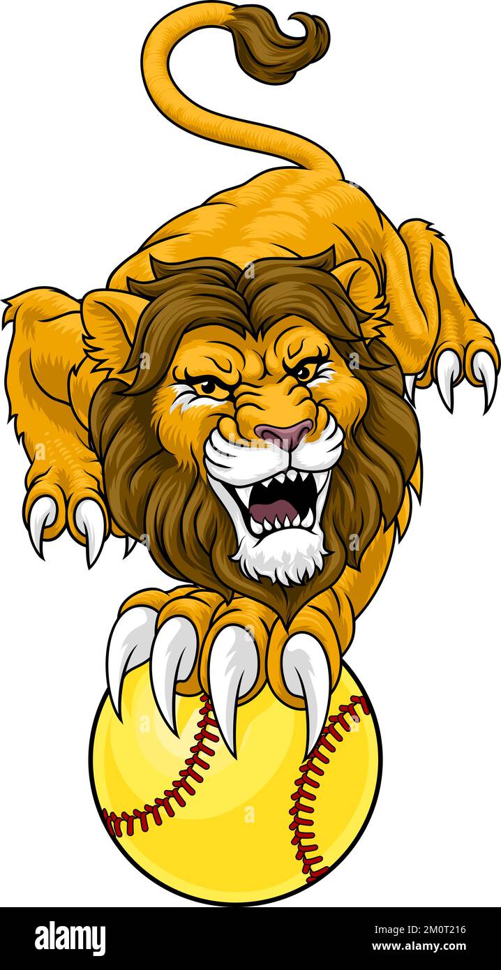 Lion Softball Animal Sports Team Mascot Stock Vector Image & Art - Alamy