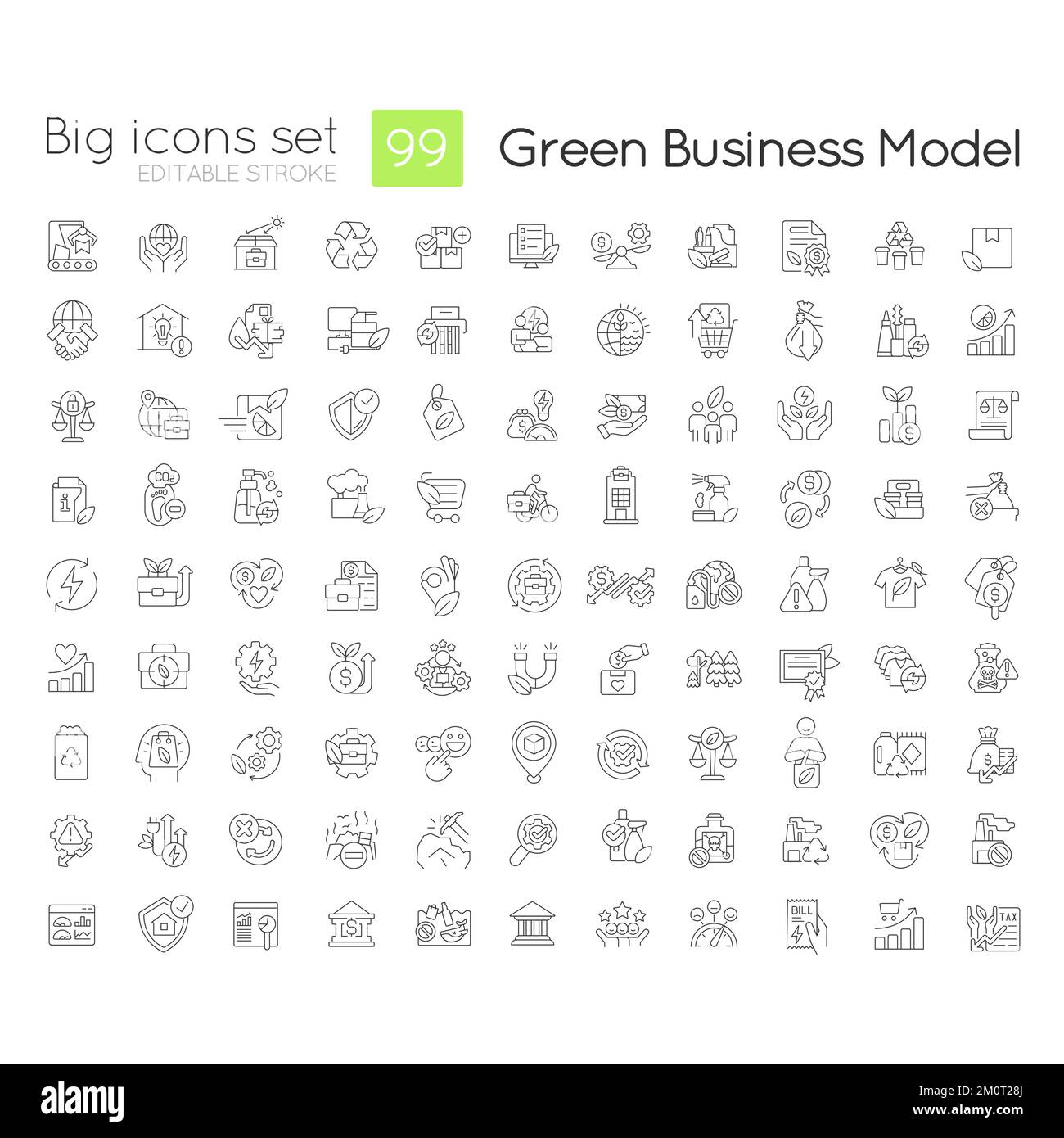 Green business model linear icons set Stock Vector Image & Art - Alamy