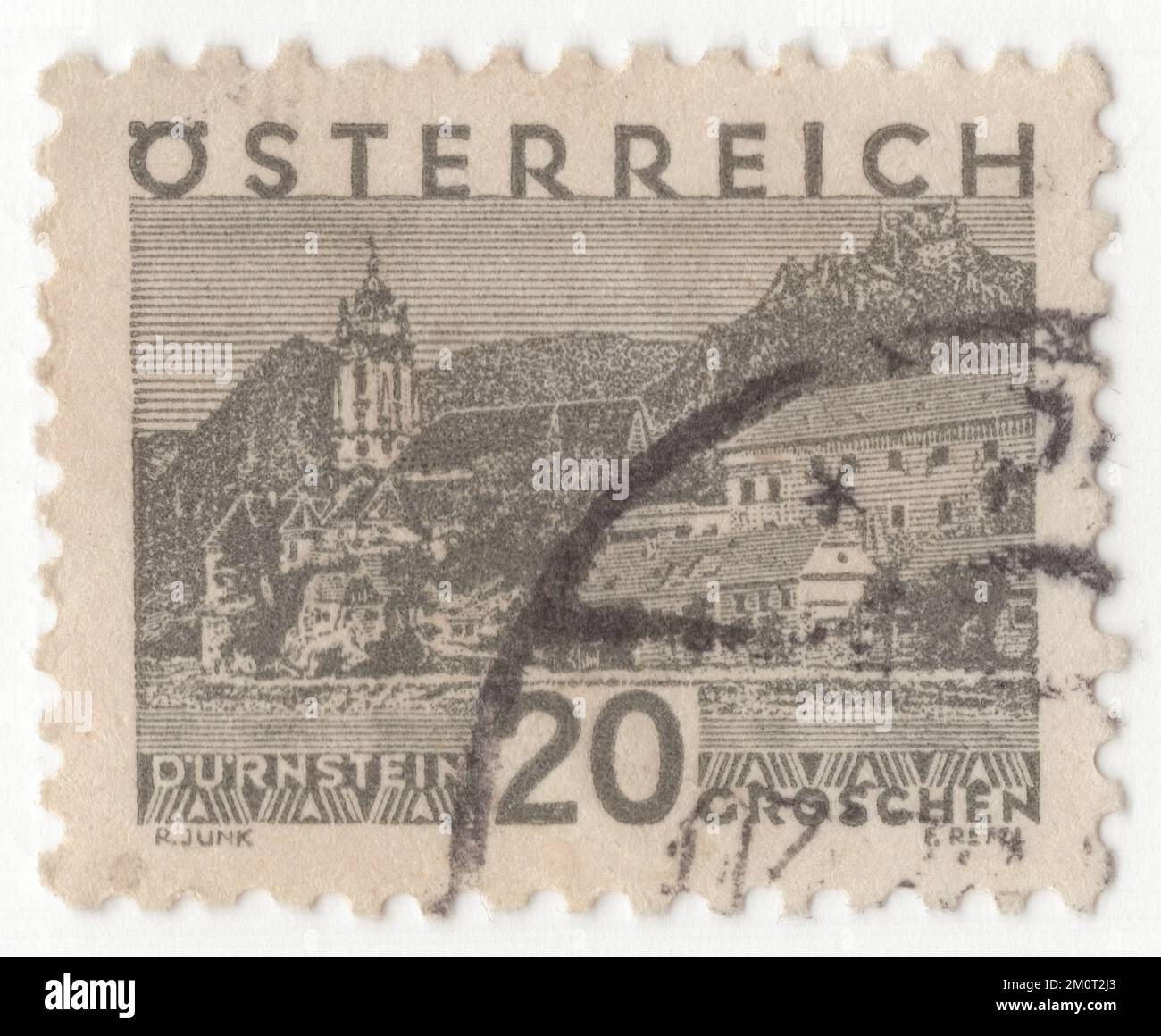 AUSTRIA - 1932: Original canceled Austrian 20 groschen dark grey ...