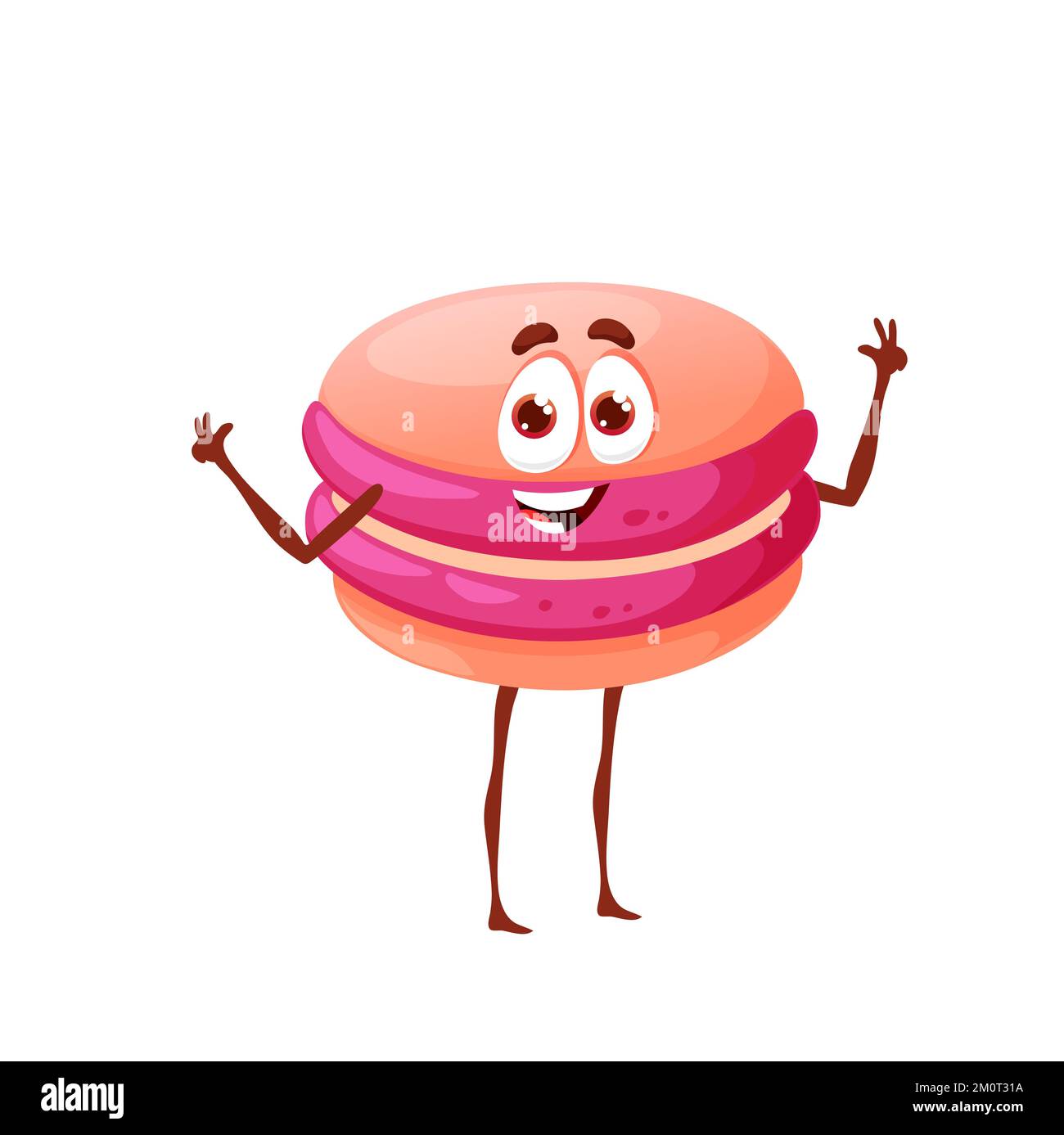 Cartoon sweet macaron dessert character. Isolated vector cheerful ...