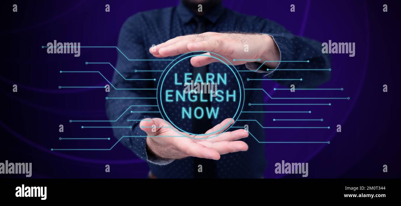 Text sign showing Learn English Now. Concept meaning gain or acquire ...