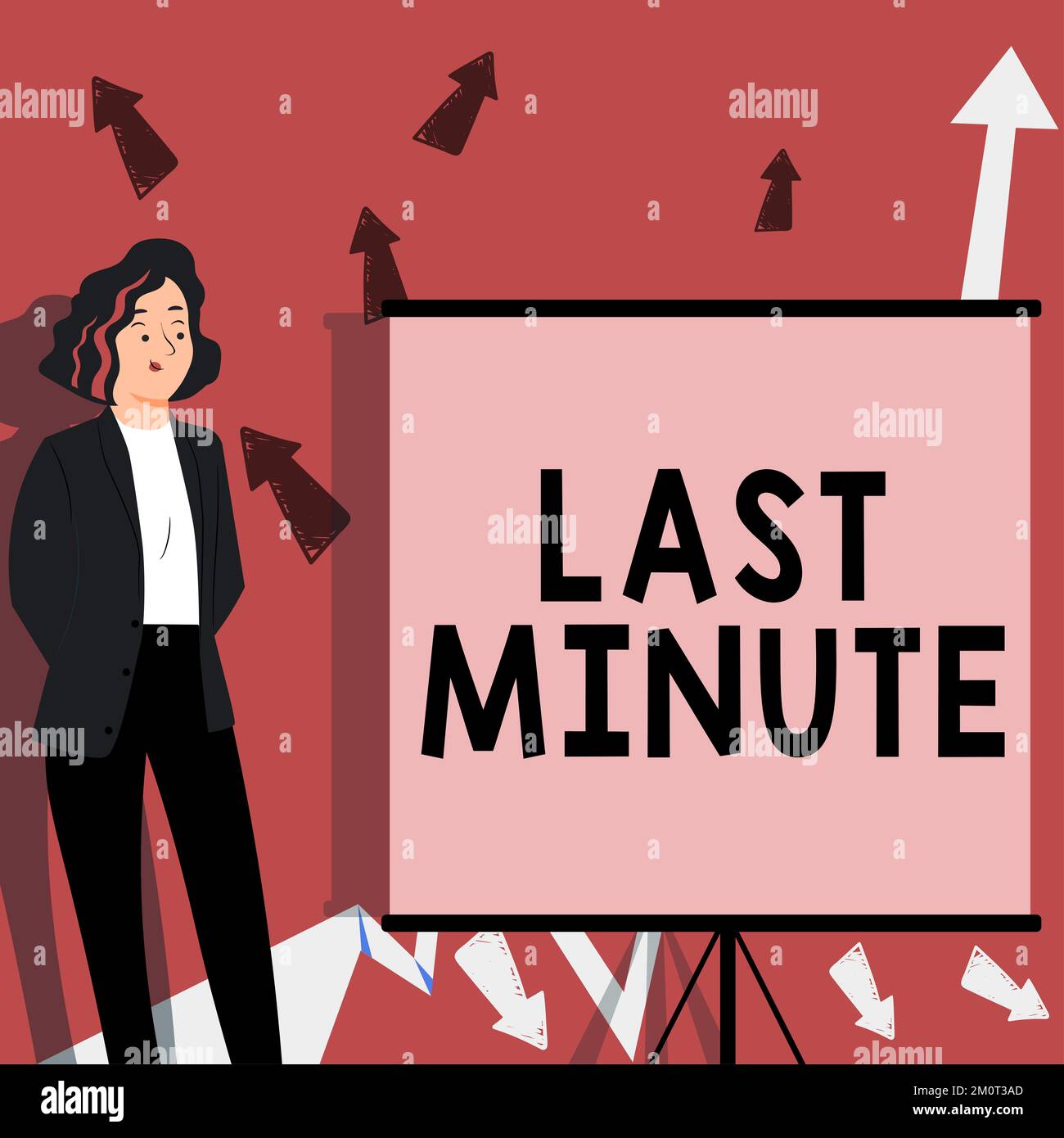 Conceptual caption Last Minute. Business overview done or occurring at ...