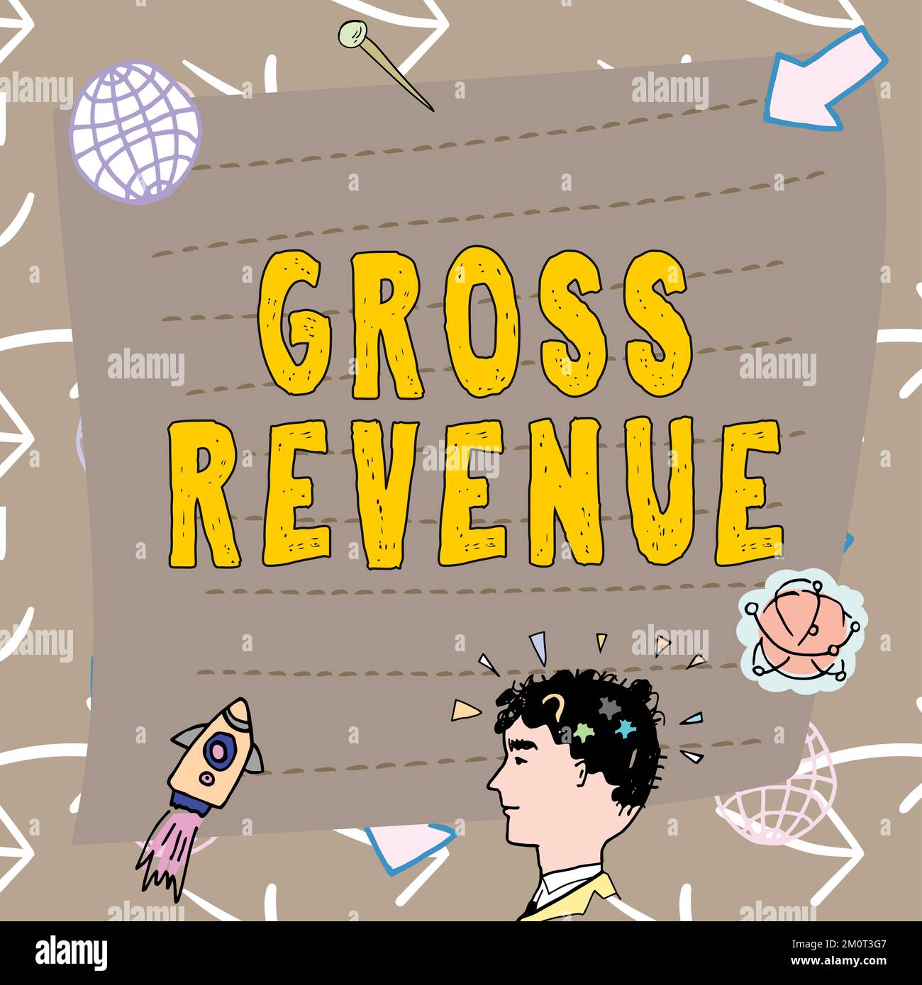 Sign displaying Gross Revenue. Word Written on total value of ...