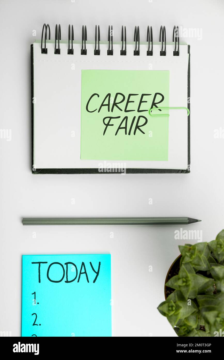 Sign displaying Career Fair. Concept meaning an event at which job ...