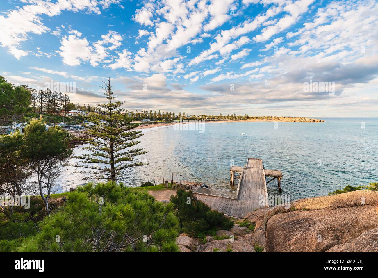 Port Elliot pier viewed on a day towards the Horseshoe Bay, South ...