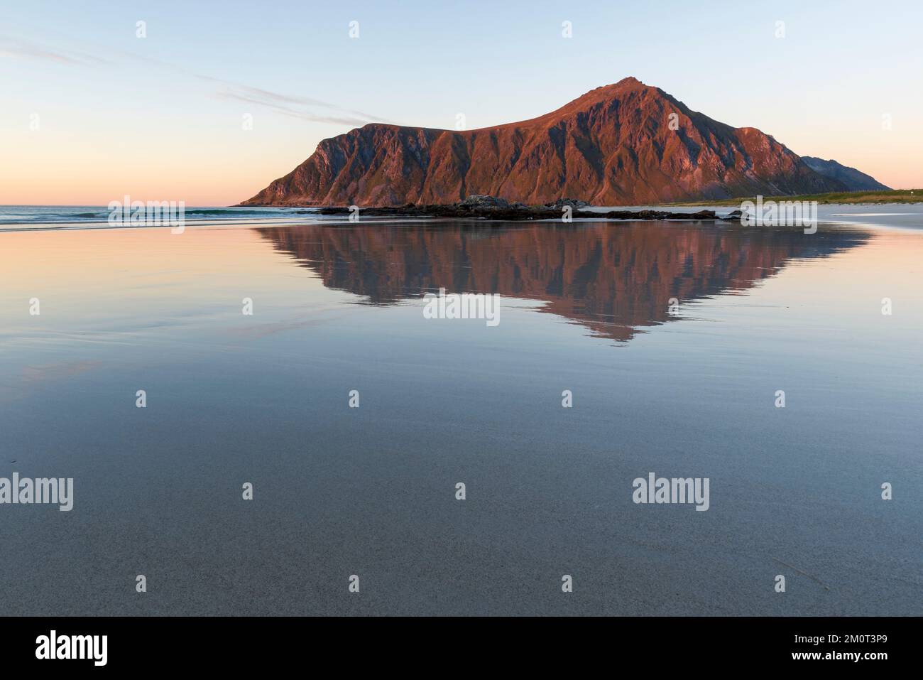 Norway, Nordland County, Lofoten Islands, Flakstad, Beach Stock Photo ...