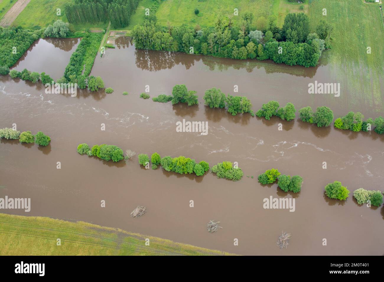 France, Indre-et-Loire (37), the Cher river emerges from its bed during ...