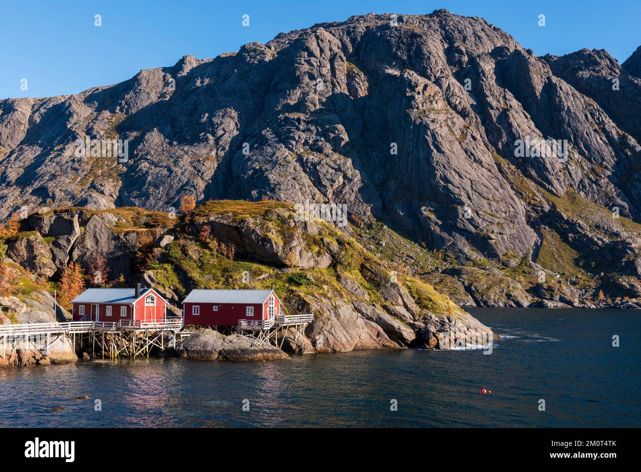 Norway, Nordland County, Lofoten Islands, Nusfjord, rorbuer Stock Photo ...