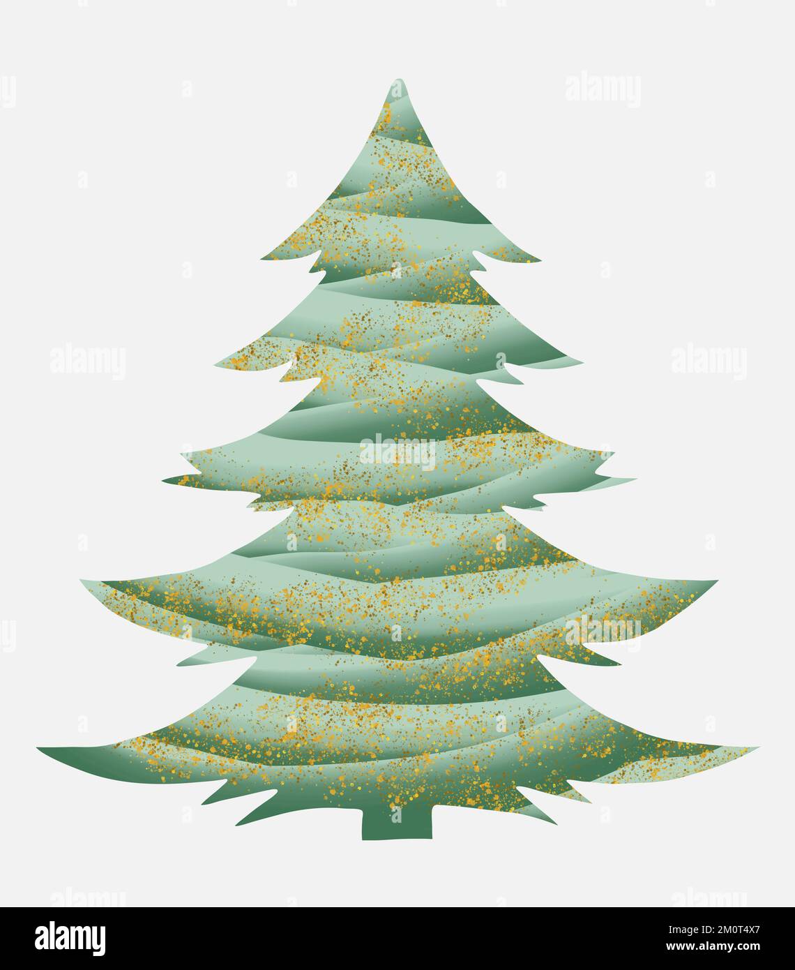 Colorful Christmas tree illustration, festive postcard graphic element ...