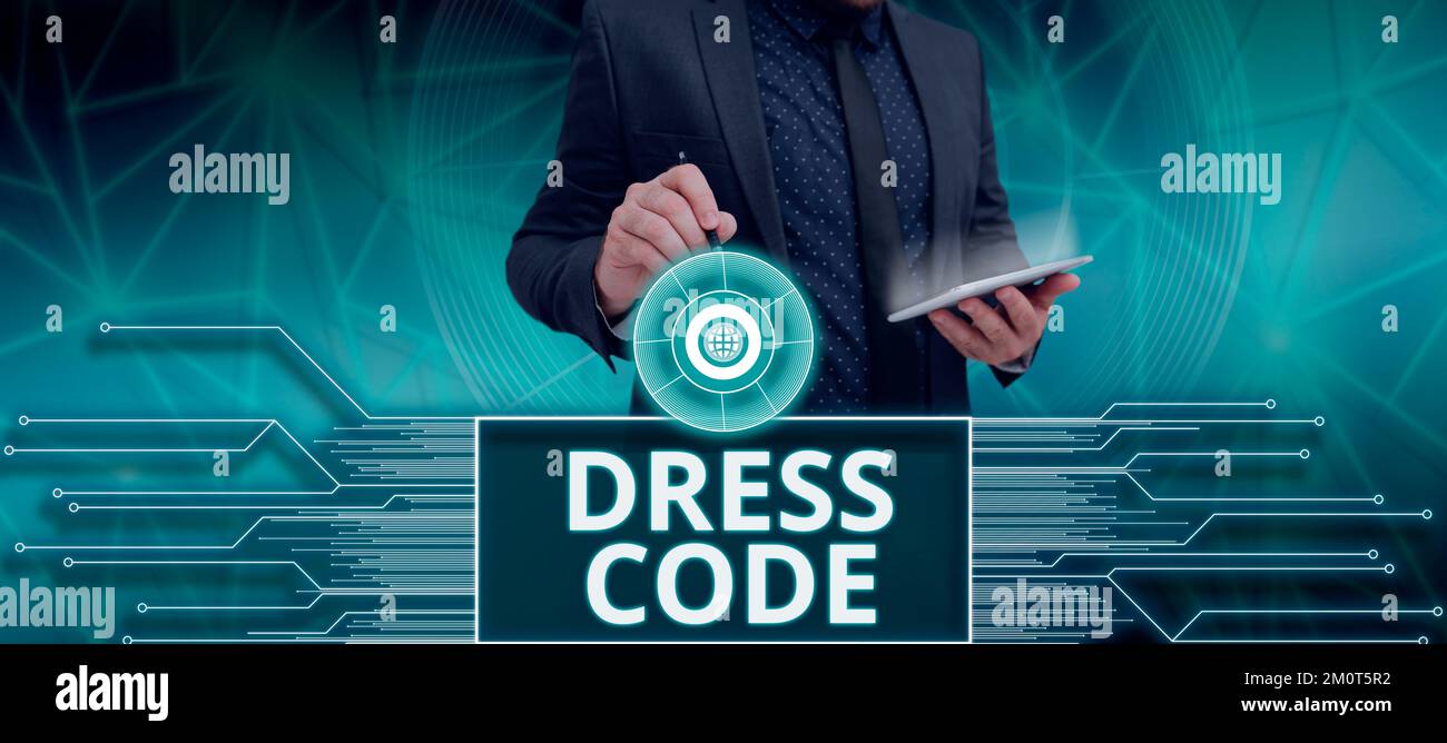 Text showing inspiration Dress Code. Word for an accepted way of ... Text showing inspiration Dress Code. Word for an accepted way of ...