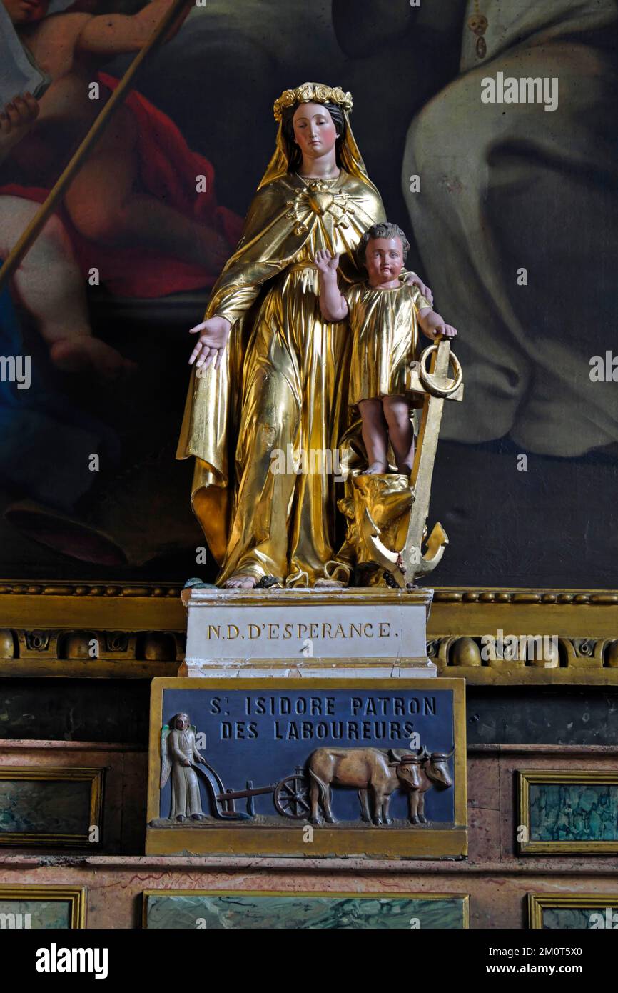 France, Doubs, Pontarlier, Saint Benigne church, chapel, altar, statue ...