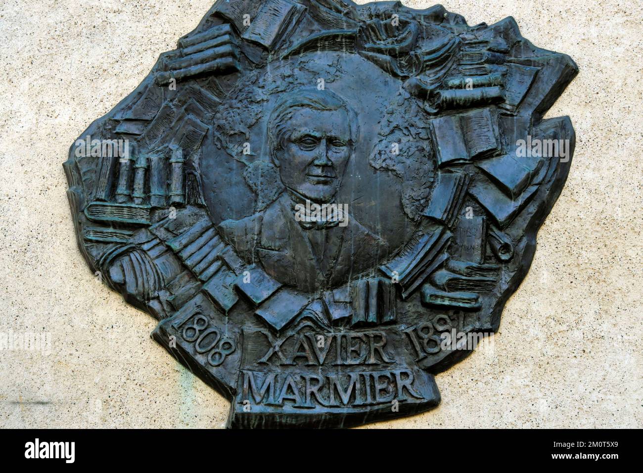 France, Doubs, Pontarlier, Rue du Bastion, wall, effigy of Xavier ...