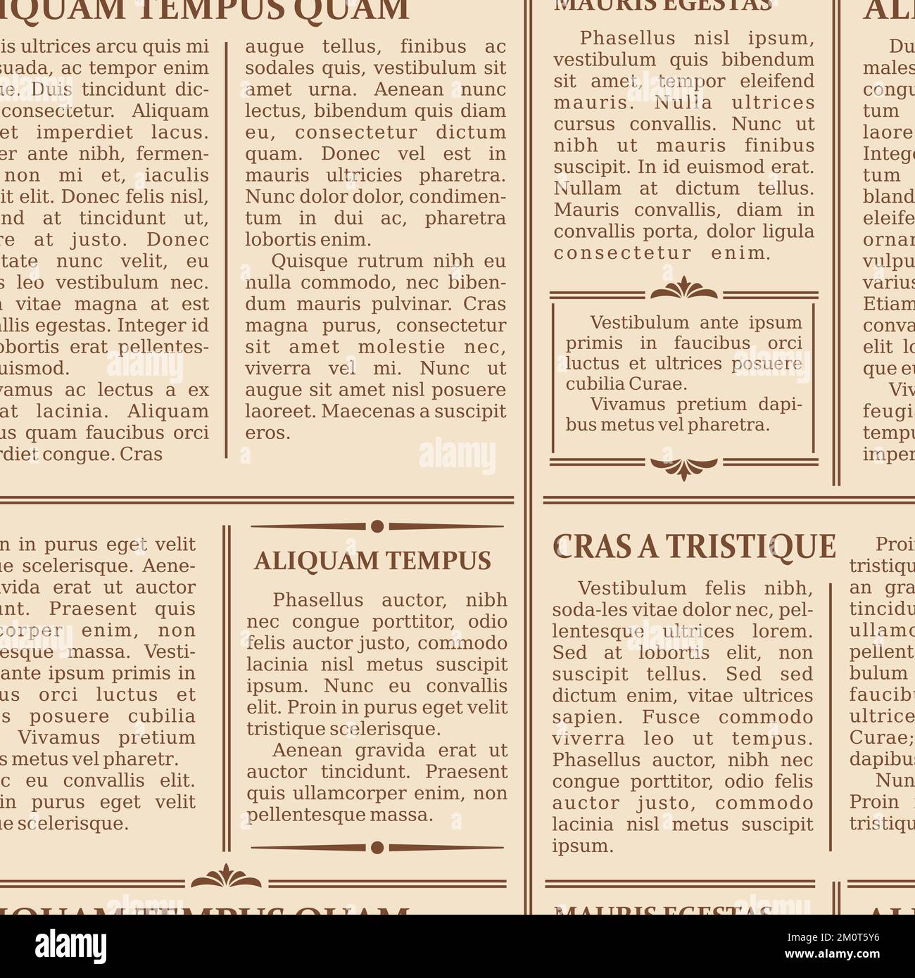 Old newspaper seamless pattern, vector background of vintage text with ...