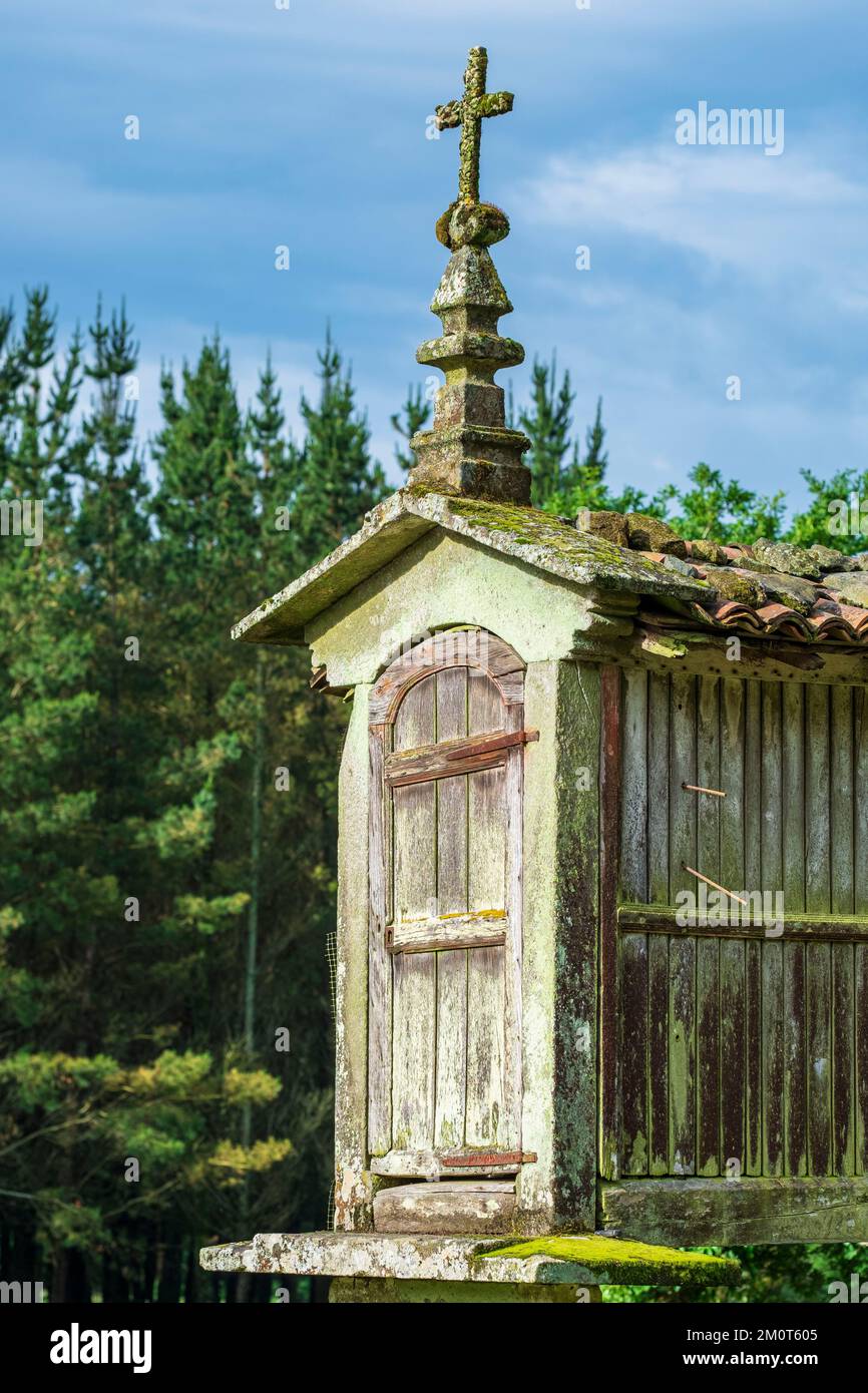 Spain, Galicia, municipality of Palas de Rei, typical granary of ...