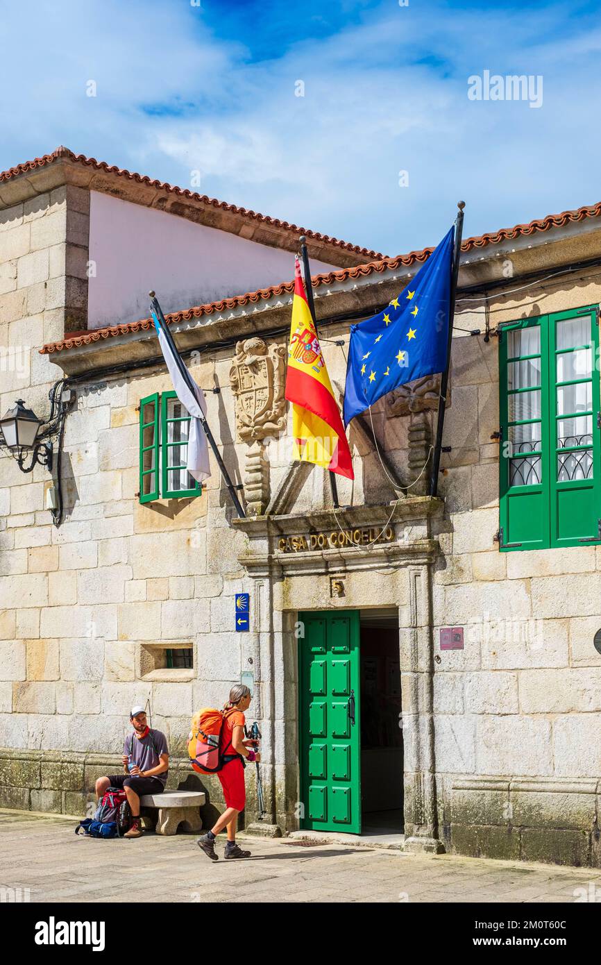 Spain, Galicia, Melide, stage on the Camino Primitivo and Camino Franc ...