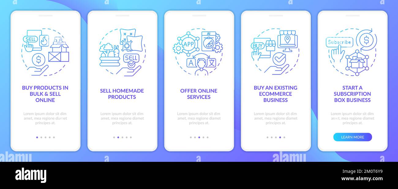 Profitable startup ideas blue gradient onboarding mobile app screen ...