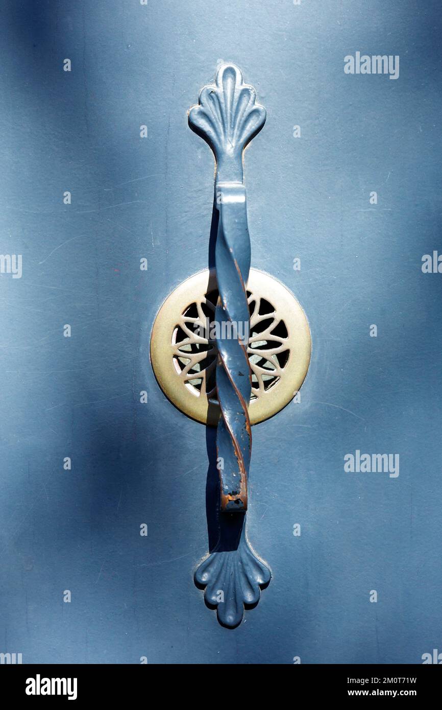 France, Meurthe et Moselle, Nancy, detail of the door handle of a house ...