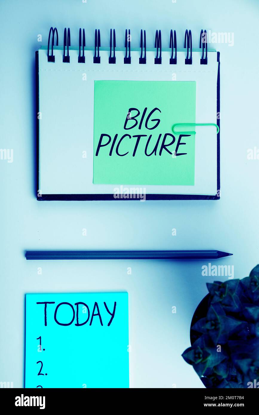 Inspiration showing sign Big Picture. Word for most important facts ...