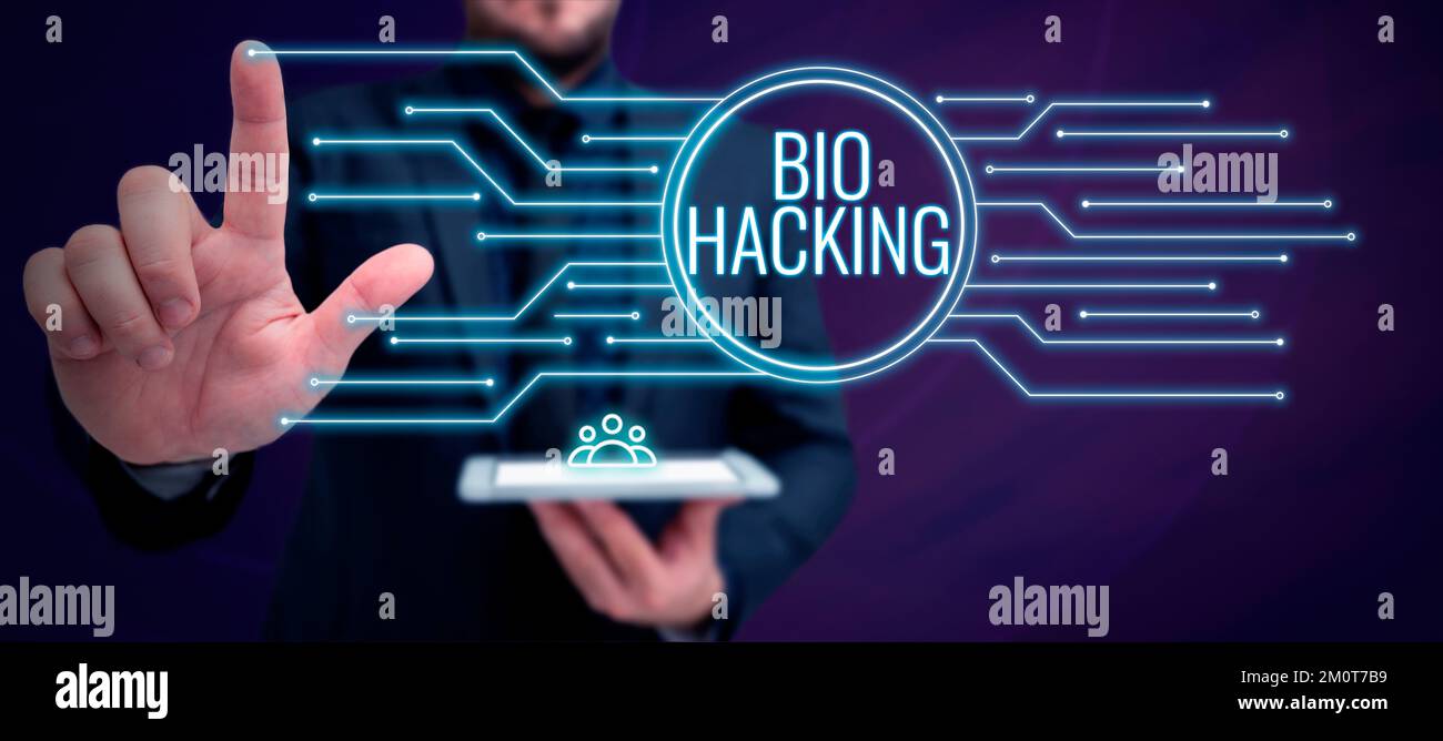 Text sign showing Bio Hacking. Conceptual photo exploiting genetic ...