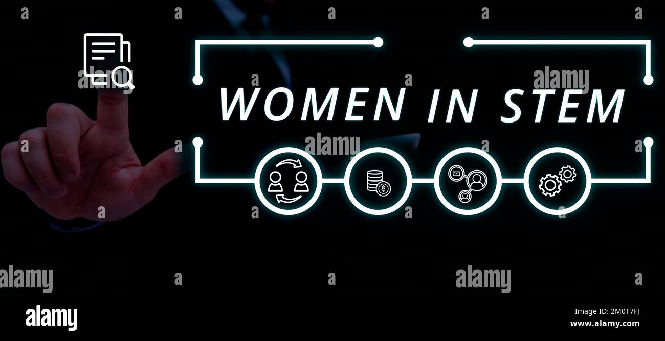 Text caption presenting Women In Stem. Internet Concept Science ...