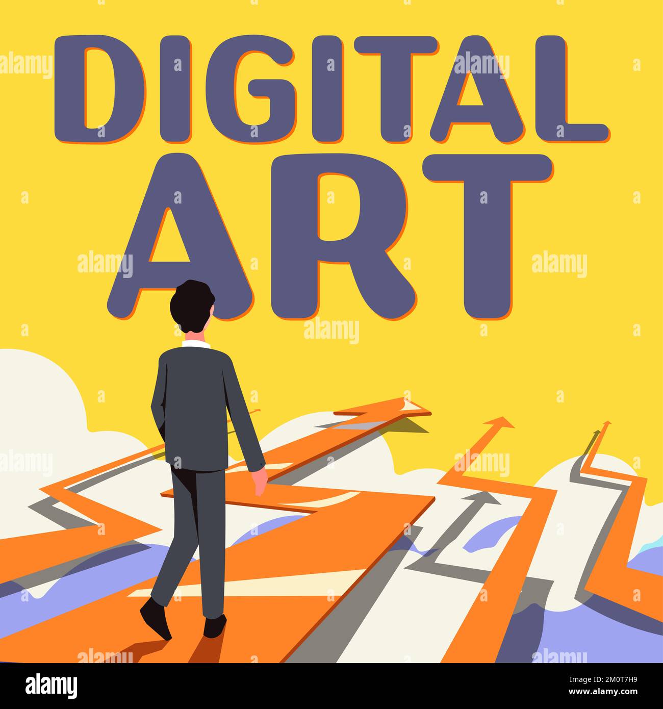 Text caption presenting Digital Art. Business idea use of skill and ...