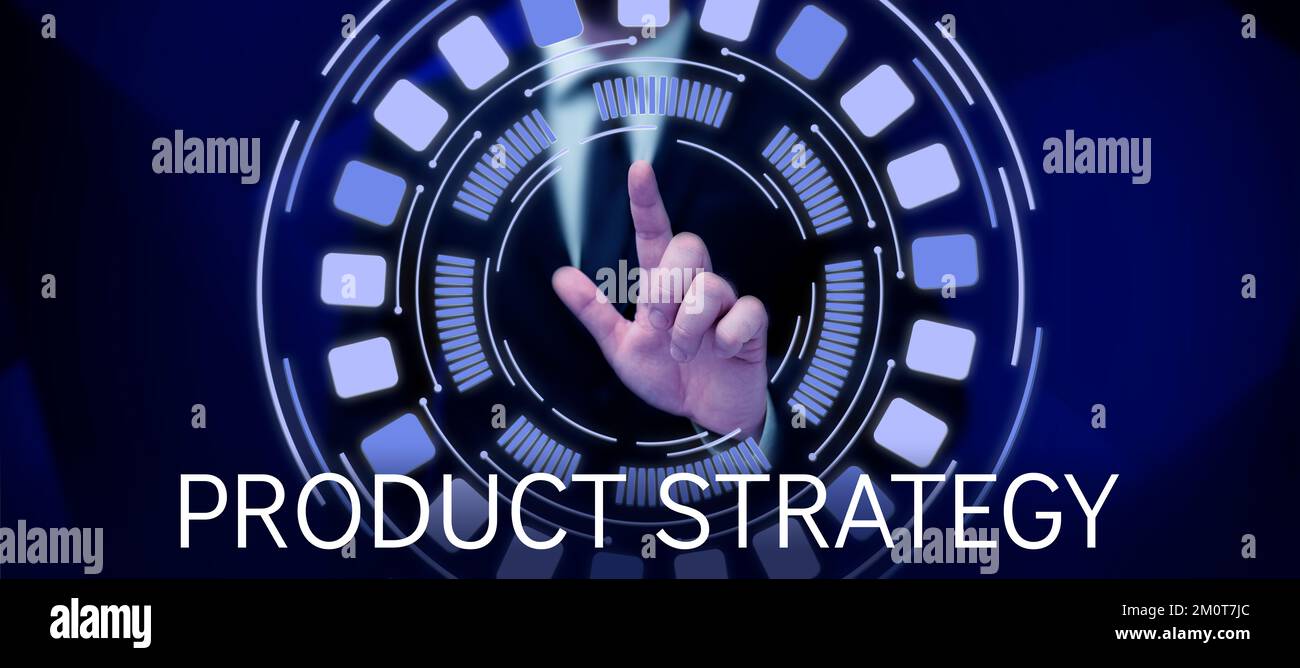 Inspiration showing sign Product Strategy. Business showcase long term ...