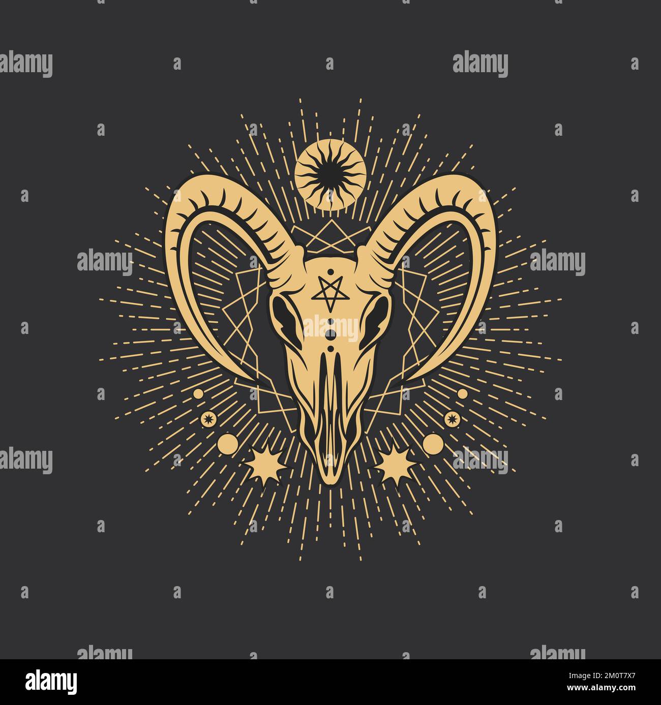 Pentagram tarot symbol of devil Baphomet, occult magic and esoteric ...