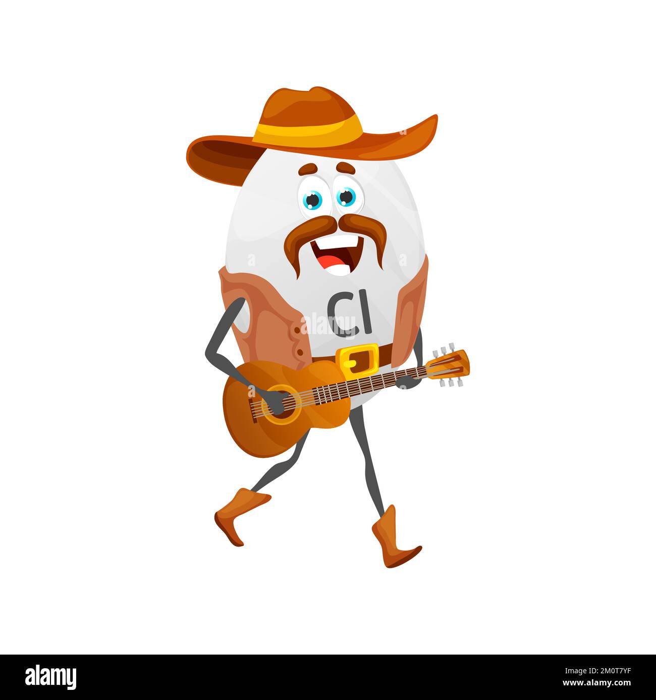Cartoon chlorine cowboy micronutrient character with guitar. Funny ...