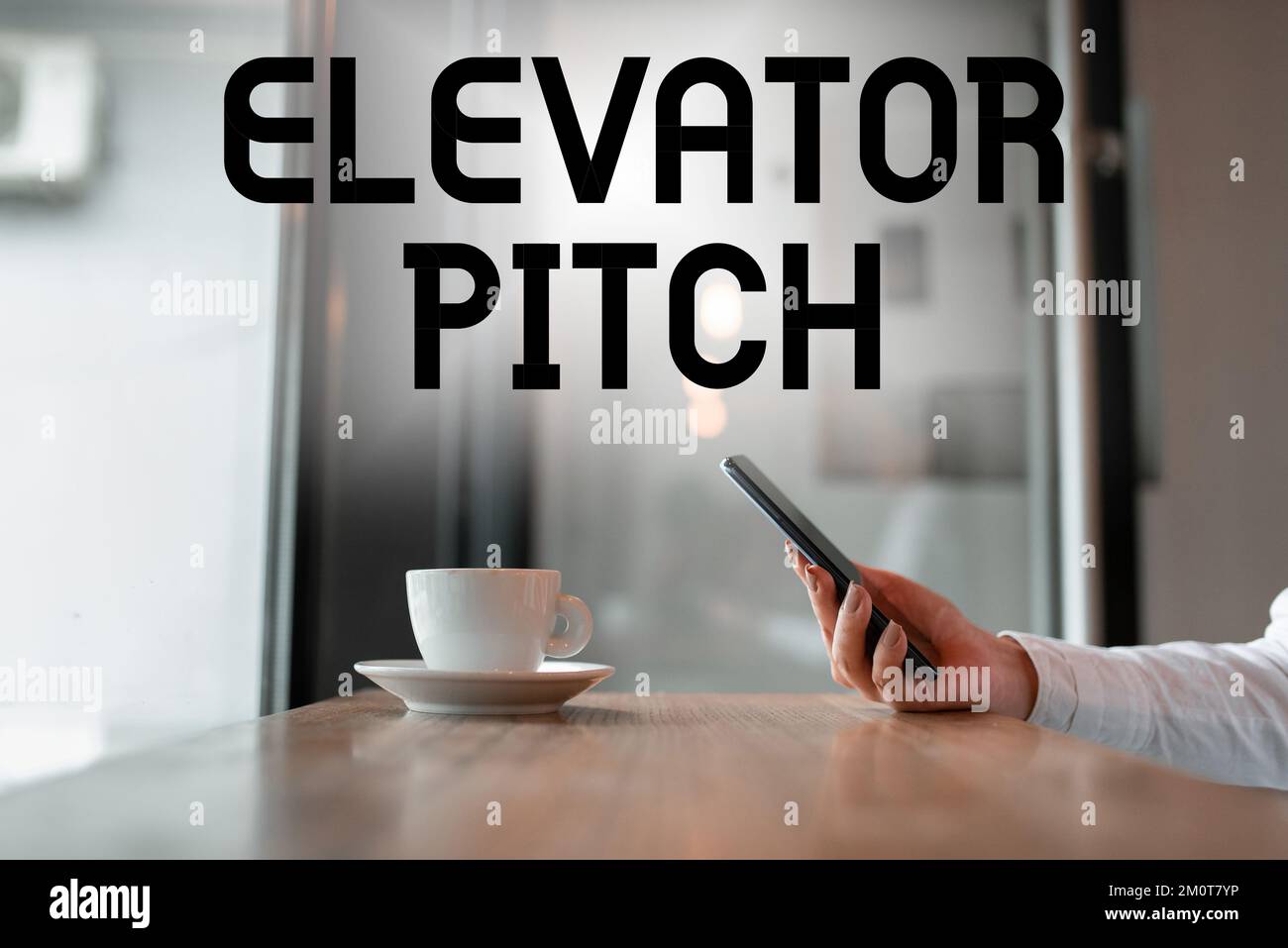 Sign displaying Elevator Pitch. Business approach A persuasive sales ...