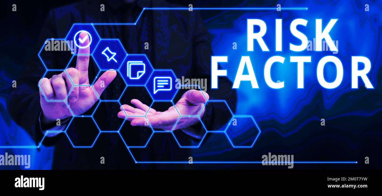 Text caption presenting Risk Factor. Concept meaning Something that ...