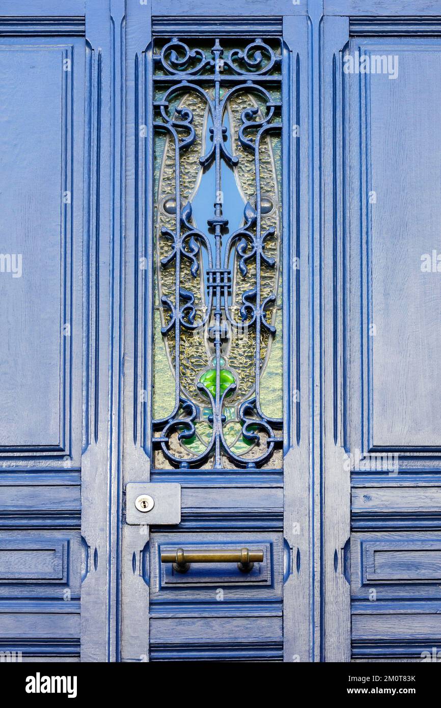 France, Meurthe et Moselle, Nancy, detail of the doorway of a house ...