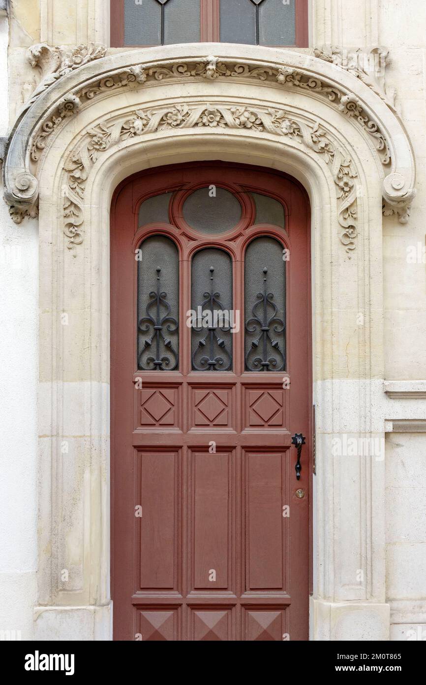 France, Meurthe et Moselle, Nancy, door and facade of a house in Art ...