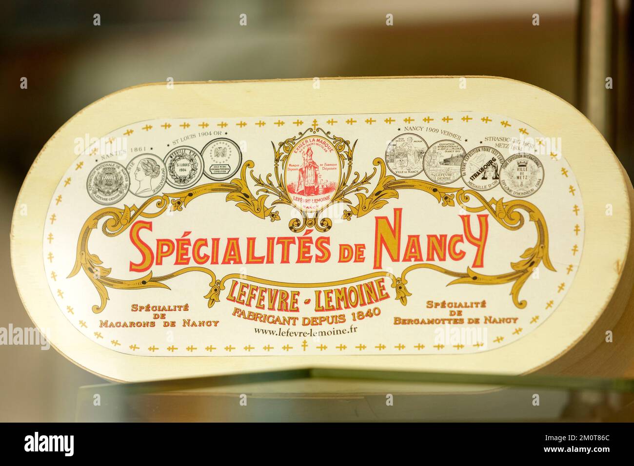 France, Meurthe et Moselle, Nancy, box of Macarons de nancy a local ...