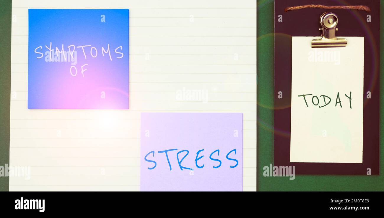 Handwriting text Symptoms Of Stress. Conceptual photo serving as ...