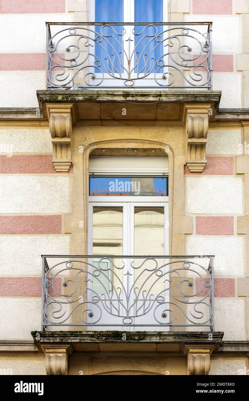 France, Meurthe et Moselle, Nancy, detail of the facade of a house with ...