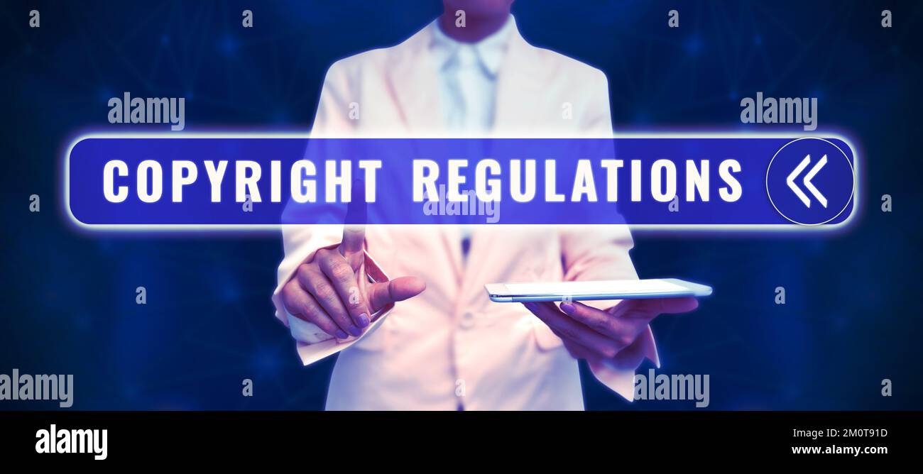 Writing displaying text Copyright Regulations. Conceptual photo body of ...